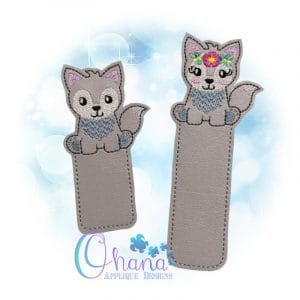 Floral Wolf Bookmark Embroidery Design - Ohana Applique Designs