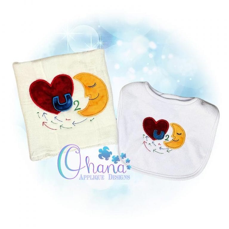 Moon and Back Applique Embroidery Design - Ohana Applique Designs