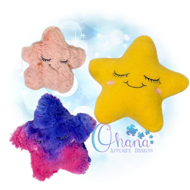 Sleeping Star Stuffie Embroidery Design - Ohana Applique Designs