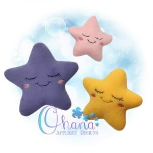 Sleeping Star Stuffie Embroidery Design - Ohana Applique Designs