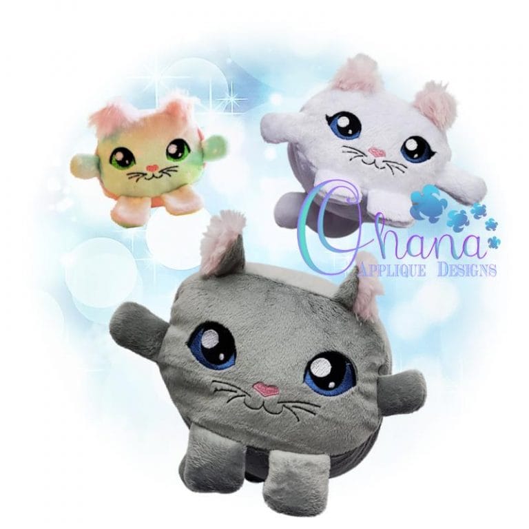 Ball Cat Stuffie Embroidery Design - Ohana Applique Designs