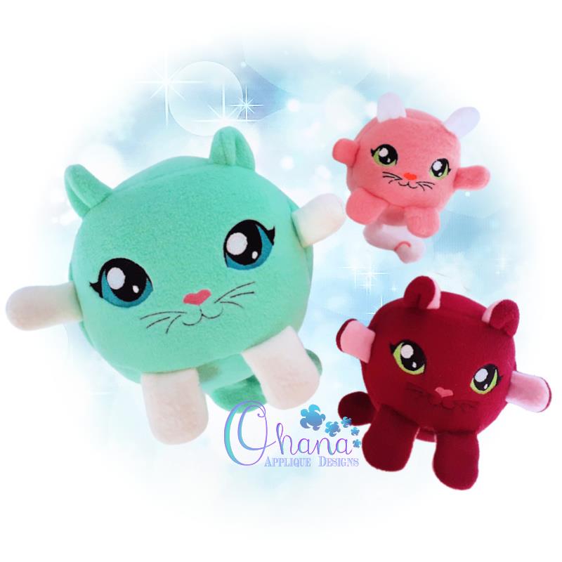 Ball Cat Stuffie Embroidery Design - Ohana Applique Designs