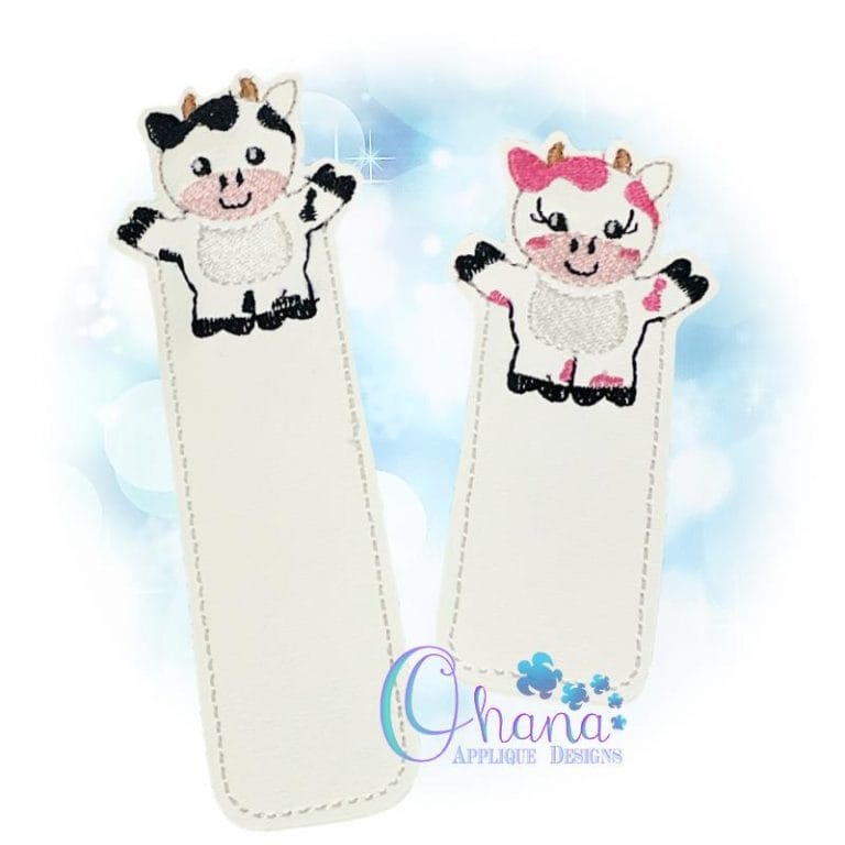 Cow Bookmark Embroidery Design - Ohana Applique Designs