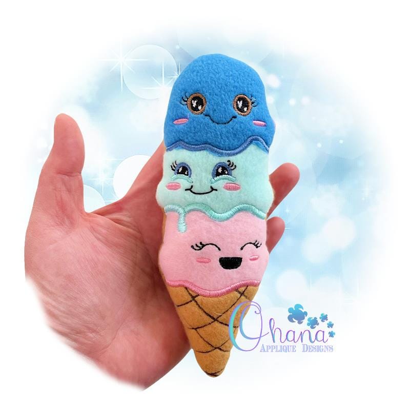 Triple Scoop Ice Cream Stuffie - Ohana Applique Designs