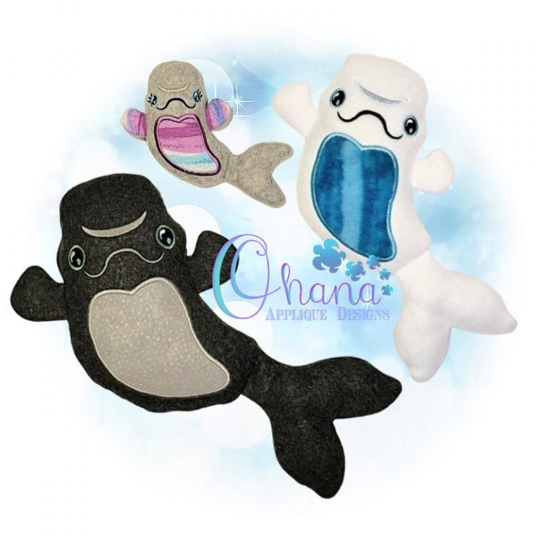 Beluga Whale Stuffie Embroidery Design - Ohana Applique Designs
