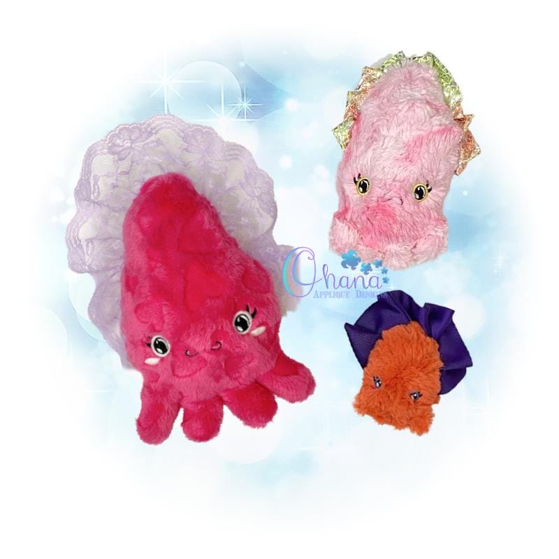 Cuttlefish Stuffie Embroidery Design - Ohana Applique Designs