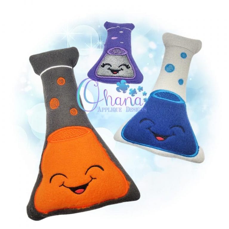 Kawaii Erlenmeyer Flask Stuffie Embroidery - Ohana Applique Designs