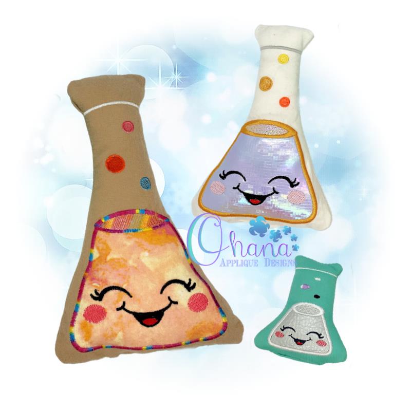 Kawaii Erlenmeyer Flask Stuffie Embroidery - Ohana Applique Designs