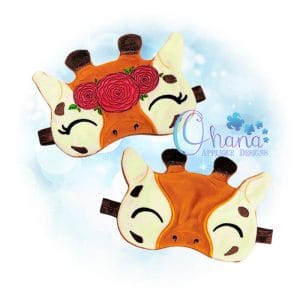 Floral Giraffe Sleep Mask Embroidery Design - Ohana Applique Designs