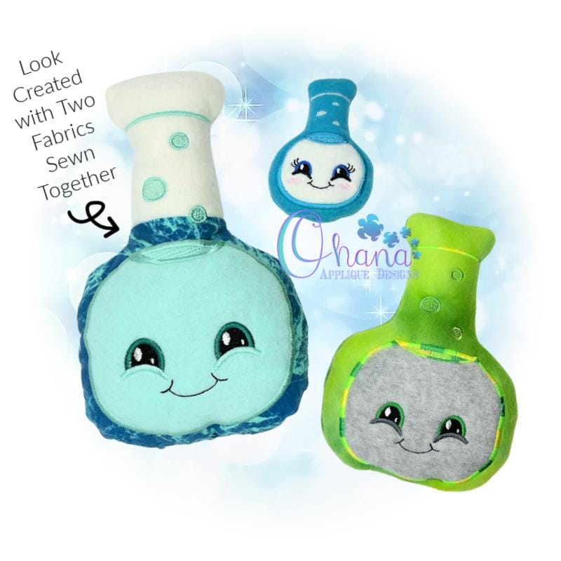 Round Bottom Flask Stuffie Embroidery Design - Ohana Applique Designs