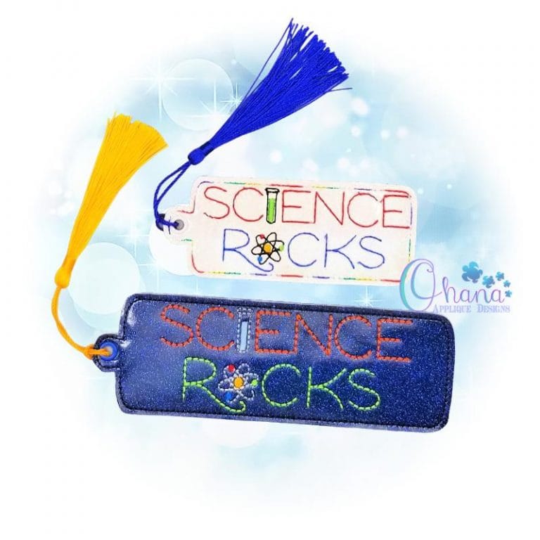Science Rocks Bookmark Embroidery Design - Ohana Applique Designs