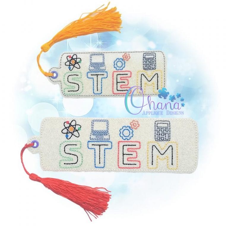 STEM Bookmark Embroidery Design - Ohana Applique Designs