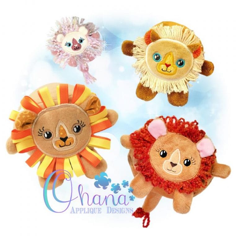 Ball Lion Stuffie Embroidery Design - Ohana Applique Designs