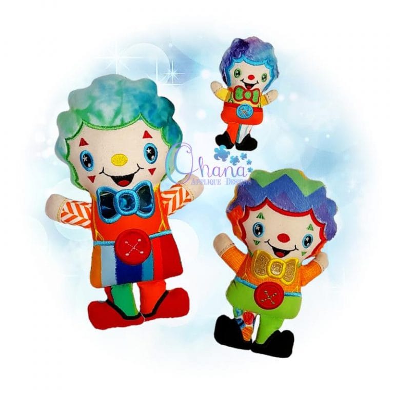 Clown Stuffie Embroidery Design - Ohana Applique Designs
