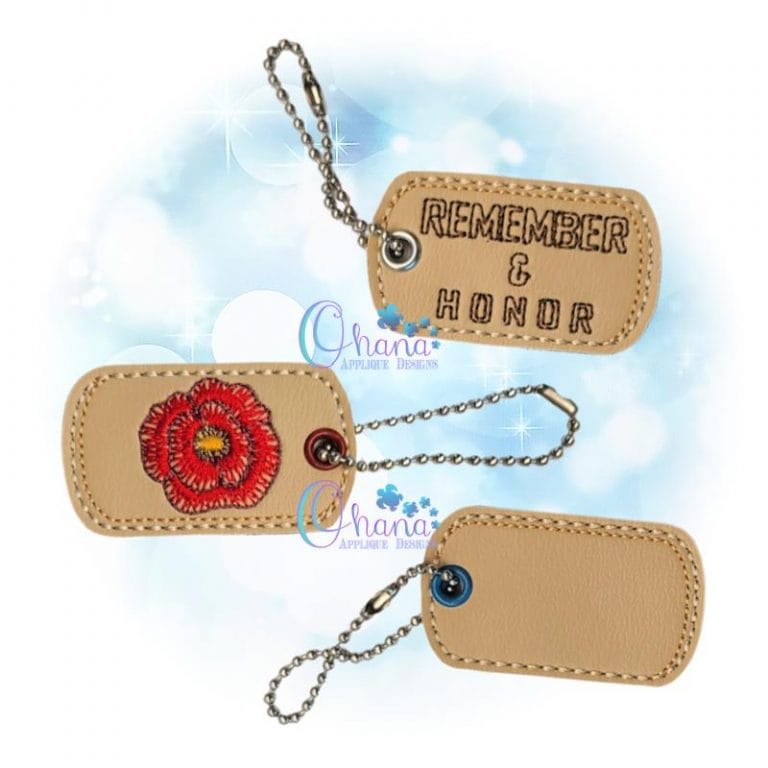 Dog Tag Key Chain Embroidery Design - Ohana Applique Designs