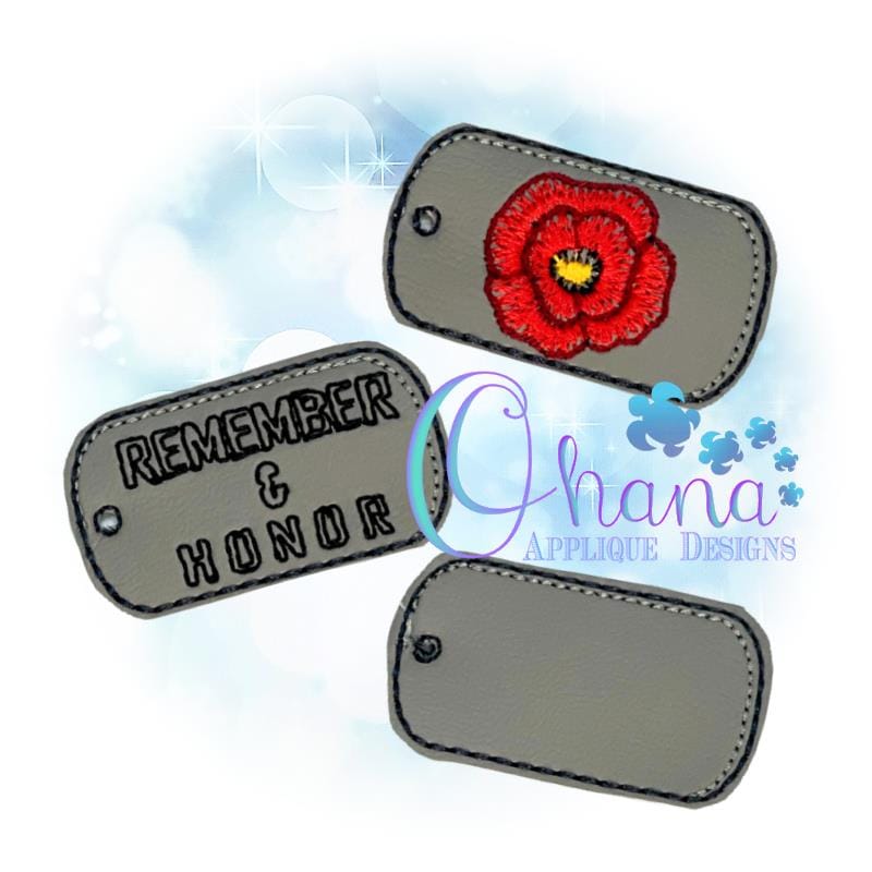 Dog Tag Key Chain Embroidery Design - Ohana Applique Designs