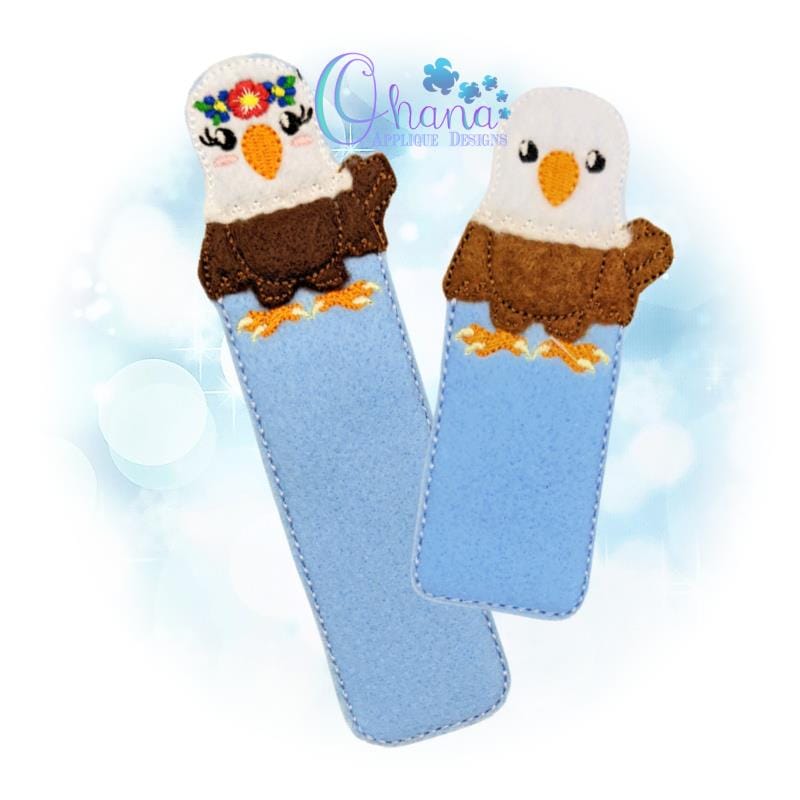 Floral Eagle Bookmark Embroidery Design - Ohana Applique Designs