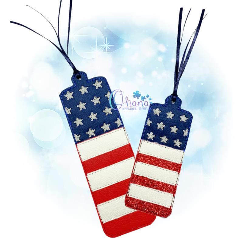 American Flag Bookmark Embroidery Design - Ohana Applique Designs
