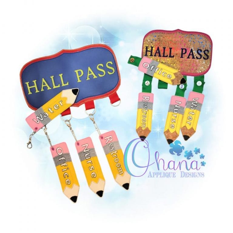 Hall Pass Hanger Embroidery Design - Ohana Applique Designs