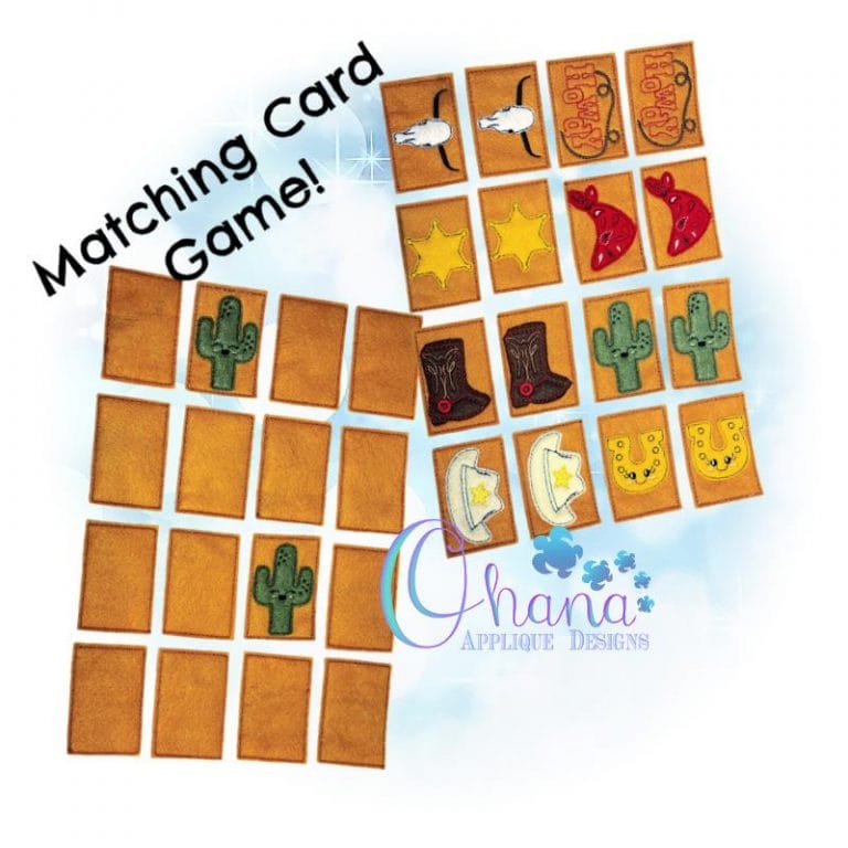 Western Matching Card Game - Ohana Applique Designs