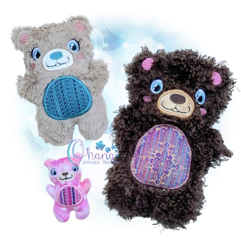 Buttercup Bear Stuffie Embroidery Design - Ohana Applique Designs