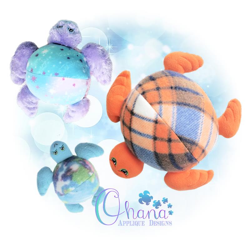 Ball Turtle Stuffie Embroidery Design - Ohana Applique Designs