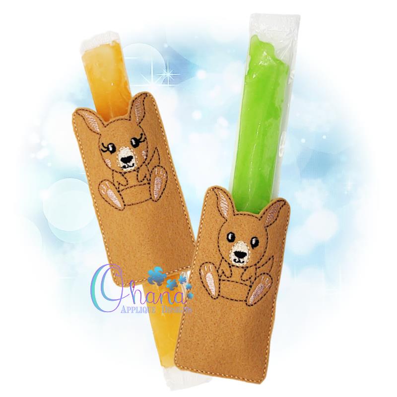 Kangaroo Ice Pop Holder Embroidery Design - Ohana Applique Designs