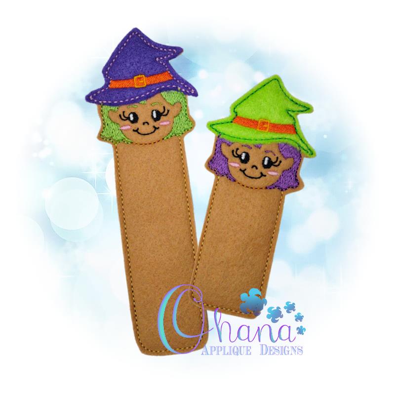 Witch Bookmark Embroidery Design - Ohana Applique Designs