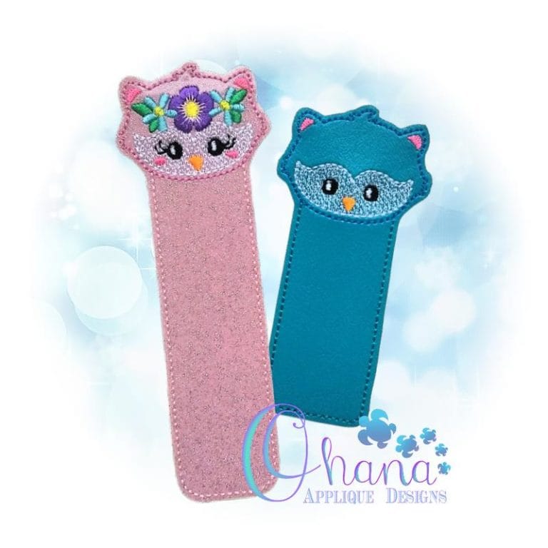 Floral Owl Bookmark Embroidery Design - Ohana Applique Designs