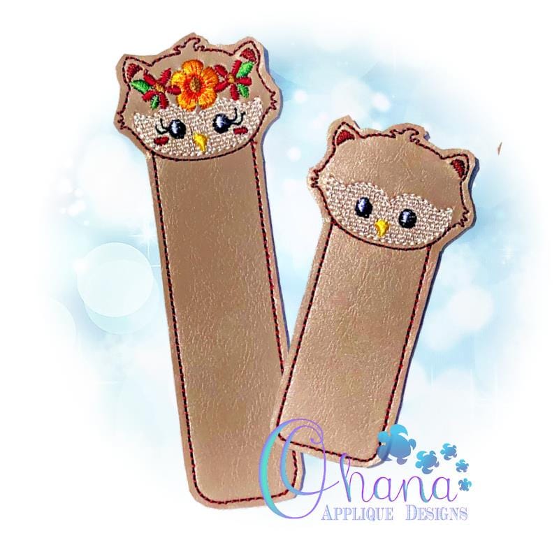 Floral Owl Bookmark Embroidery Design - Ohana Applique Designs