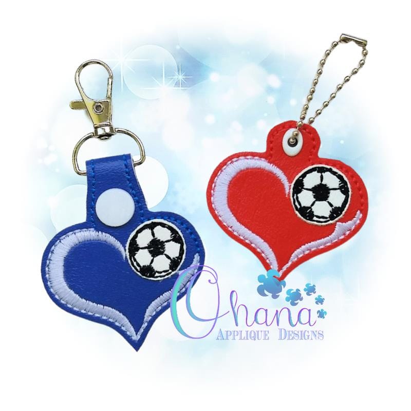 Soccer Love Key Chain Embroidery Design - Ohana Applique Designs