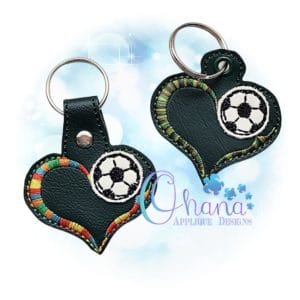 Soccer Love Key Chain Embroidery Design - Ohana Applique Designs