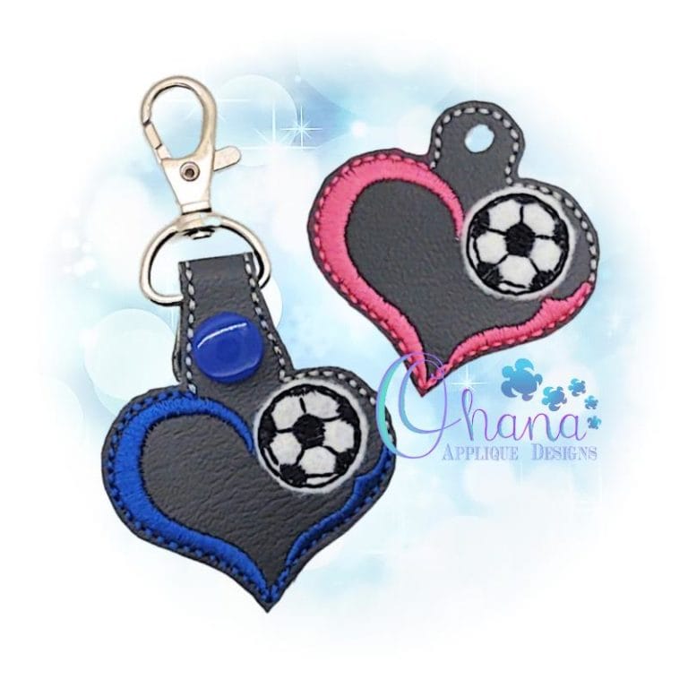 Soccer Love Key Chain Embroidery Design - Ohana Applique Designs
