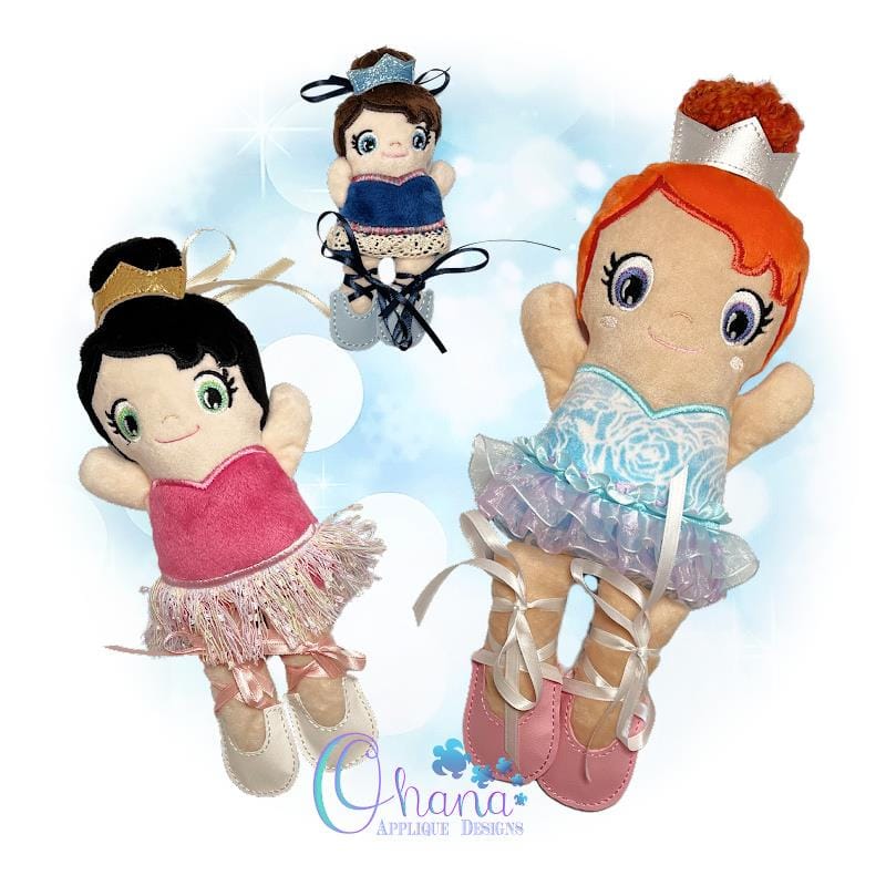 Ballerina Stuffie Embroidery Design - Ohana Applique Designs