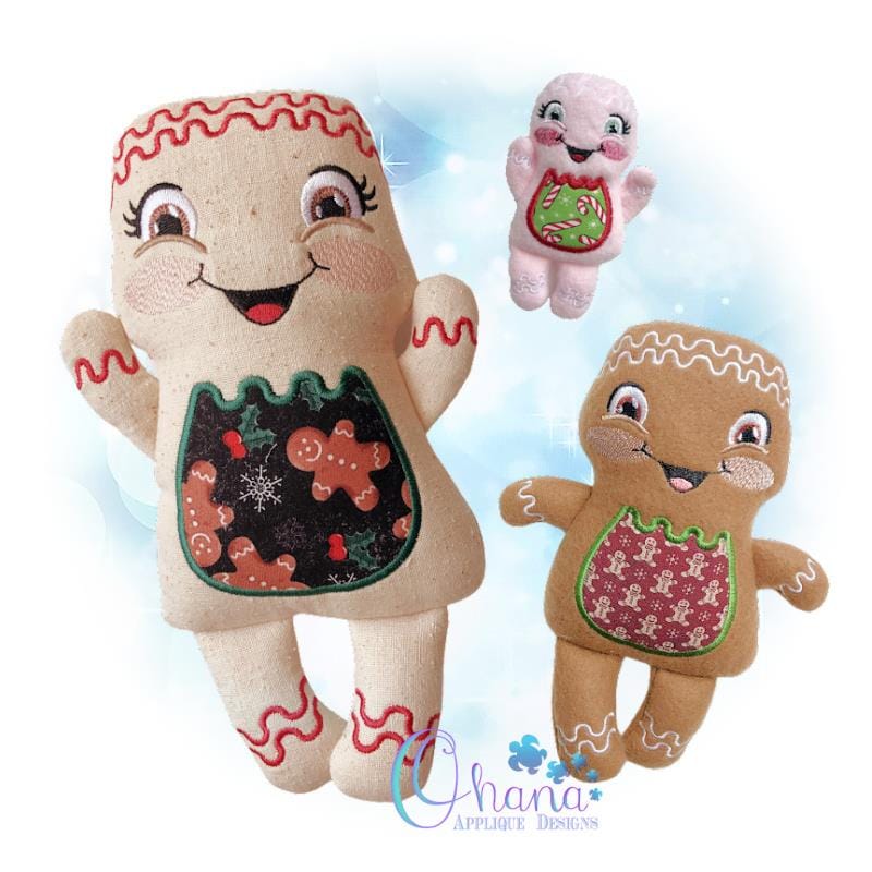 Noel Gingerbread Stuffie Embroidery Design - Ohana Applique Designs