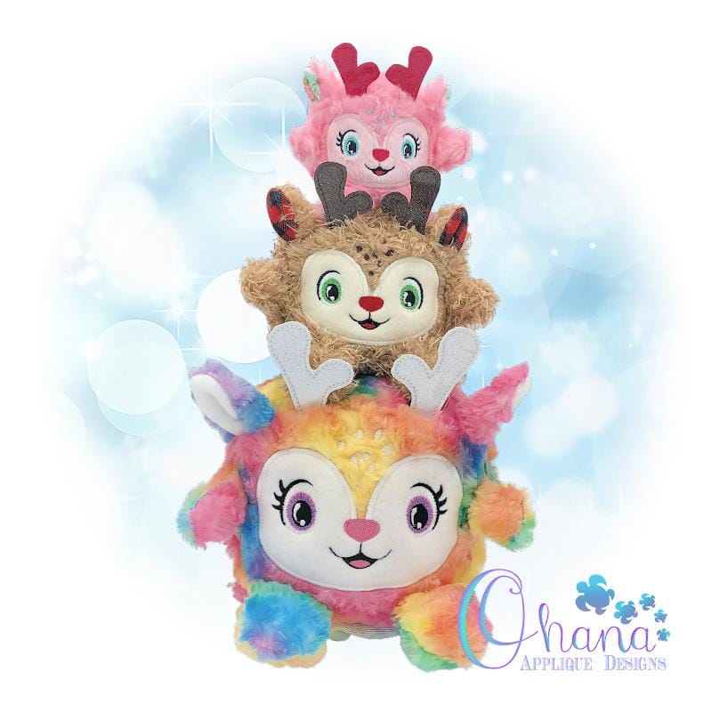 Ball Reindeer Stuffie Embroidery Design - Ohana Applique Designs