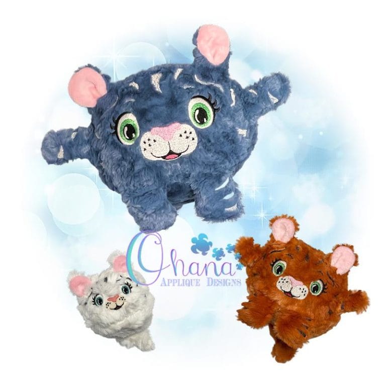 Ball Tiger Stuffie Embroidery Design - Ohana Applique Designs