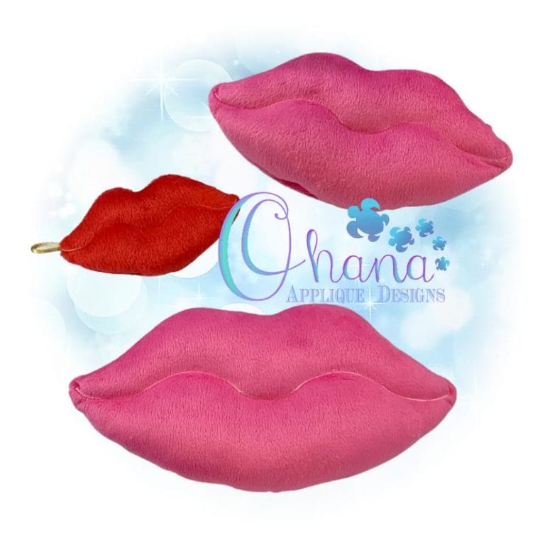Kissing Lips Stuffie Embroidery Design - Ohana Applique Designs