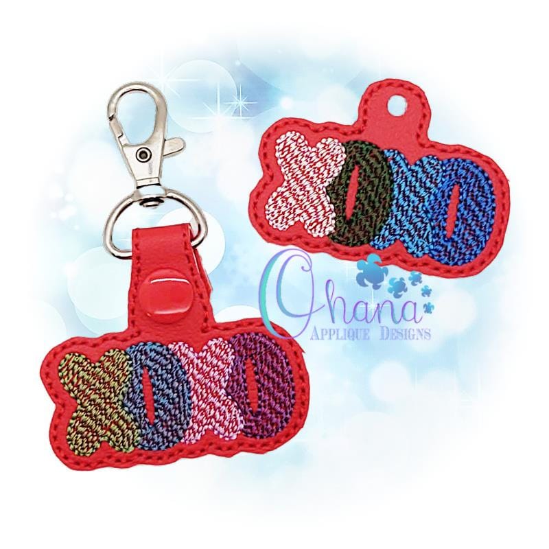 XOXO Key Chain Embroidery Design - Ohana Applique Designs