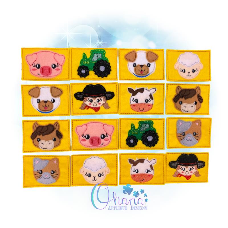 Farm Matching Card Game - Ohana Applique Designs