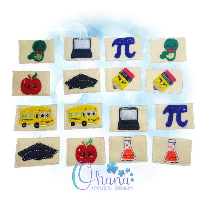 School Matching Card Game - Ohana Applique Designs