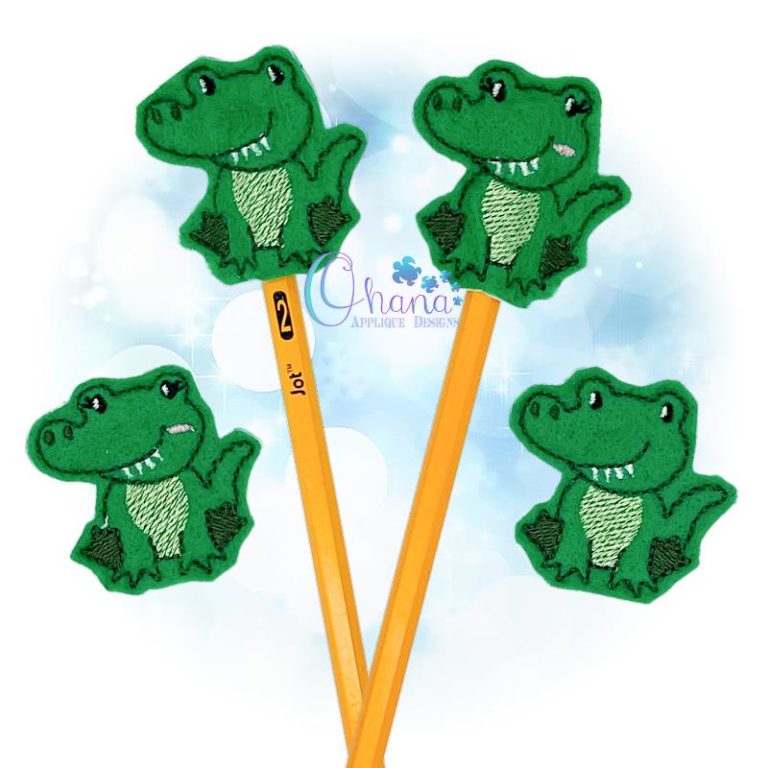 Alligator Pencil Topper Embroidery - Ohana Applique Designs