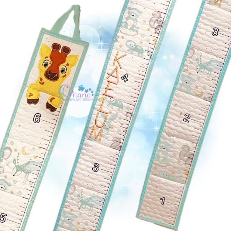 Giraffe Growth Chart Embroidery - Ohana Applique Designs