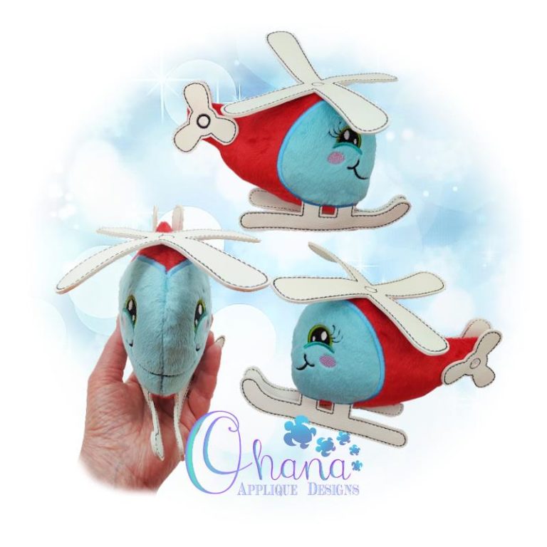 Helicopter Stuffie Embroidery Design - Ohana Applique Designs