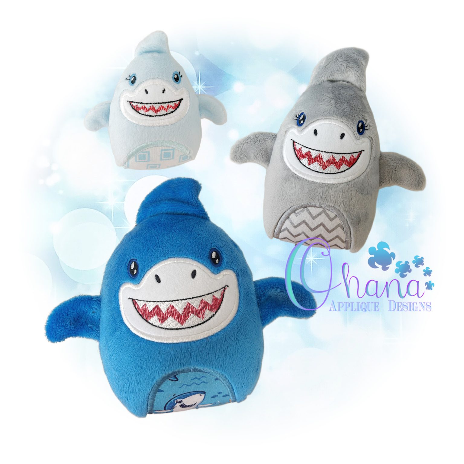 Shark Eggie Stuffie Embroidery Design - Ohana Applique Designs