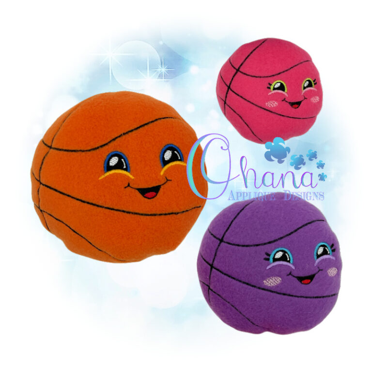Kawaii Basketball Stuffie Embroidery Design- Ohana Applique Designs
