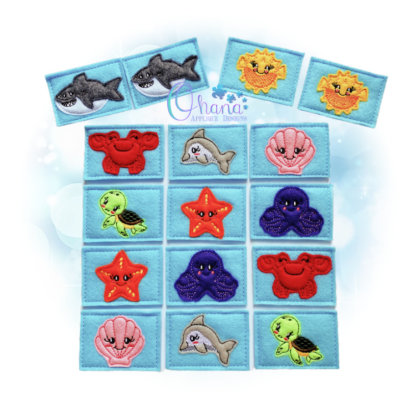 Ocean Matching Card Game - Ohana Applique Designs