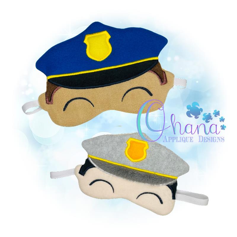 Police Man Sleep Mask Embroidery Design - Ohana Applique Designs