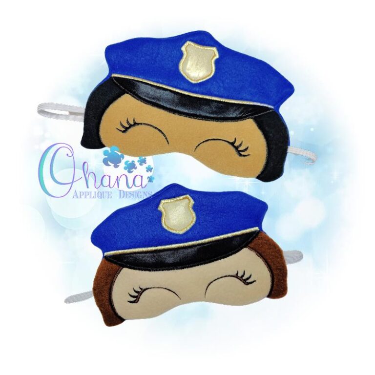 Police Woman Sleep Mask Embroidery Design - Ohana Applique Designs