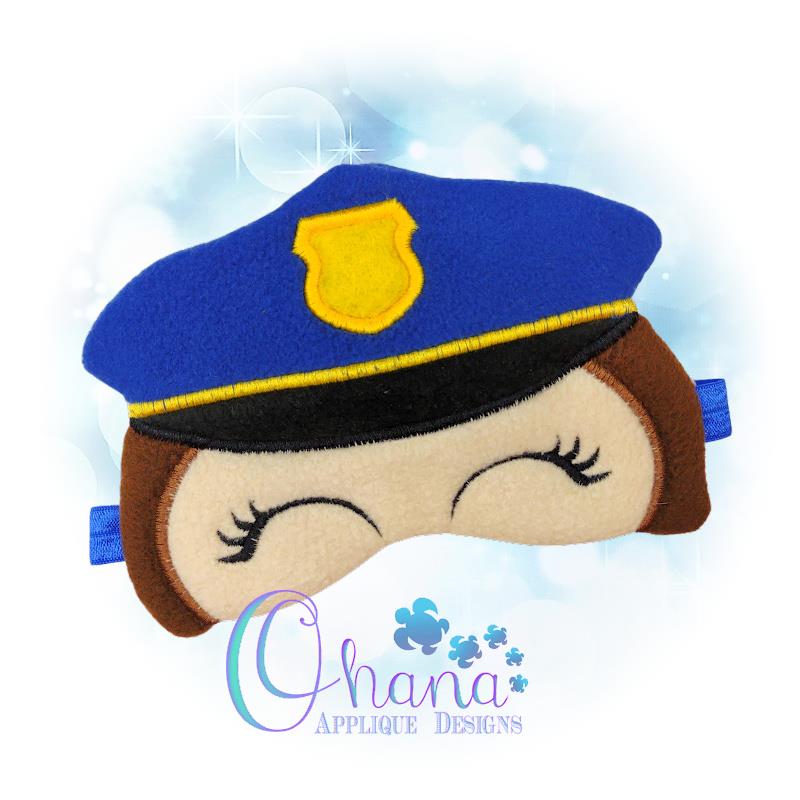 Police Woman Sleep Mask Embroidery Design - Ohana Applique Designs